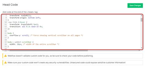 how to add custom css and javascript code in webflow