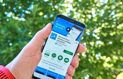 Microsoft Flow Mobile App On Samsung S Editorial Photography Image Of Hand Digital