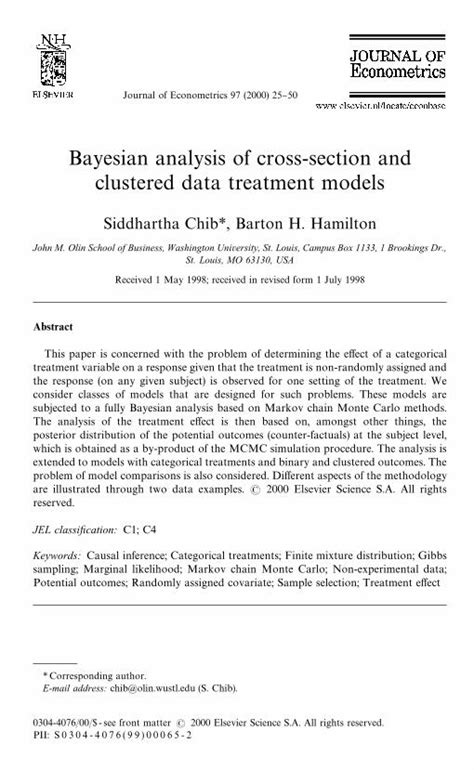 pdf bayesian analysis of cross section and clustered data treatment