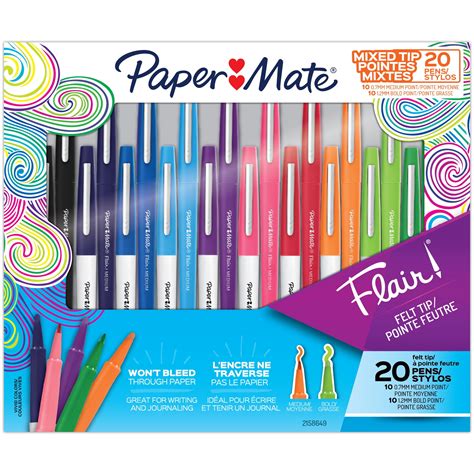 Paper Mate Flair Felt Tip Pens Bold And Medium Point 0 7 Mm Assorted