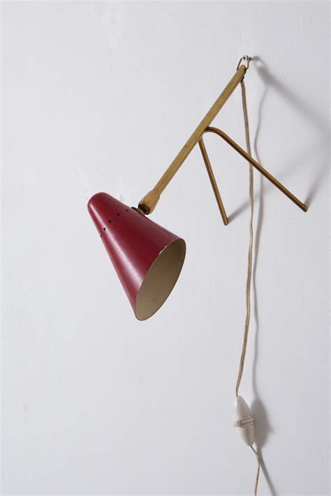 Stoop Vintage Cocotte Desk Lamp By Jean Boris Lacroix In Red And Brass