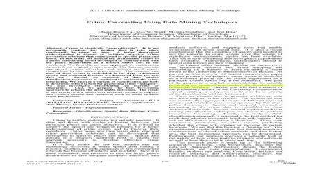 pdf crime forecasting using data mining techniques · classification
