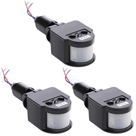 3 Pcs Black Motion Detectors Sensor Light Switch Outdoor Pir Direct
