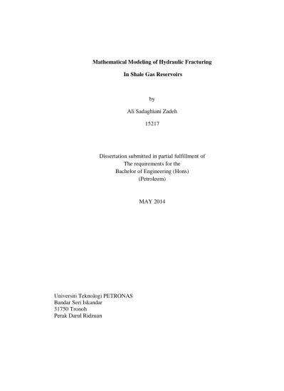 Pdf Mathematical Modeling Of Hydraulic Fracturing In Shale Gas Reservoirs