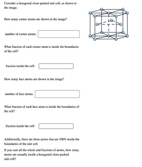 Solved Consider A Hexagonal Close Packed Unit Cell As Shown