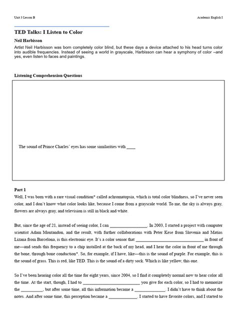 3bi Listen To Colortranscriptblank Pdf Ear Color
