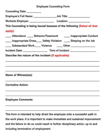 40 Employee Write Up Forms Format Types Guide And Tips