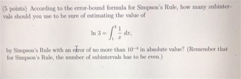 solved 5 points according to the error bound formula for