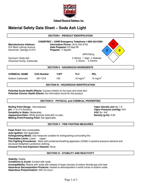 Msds Soda Ash Pdf Pdf Personal Protective Equipment Sodium Hydroxide
