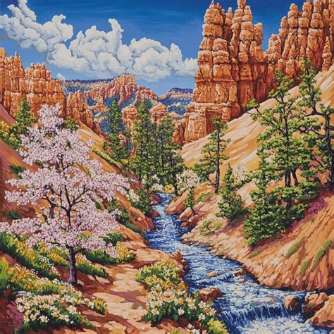 Ai Generated Images Bryce Gulch With Lively Spring Blossoms Premium