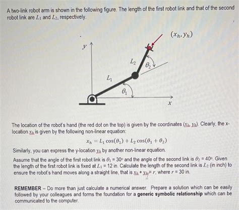 Solved A Two Link Robot Arm Is Shown In The Following Chegg