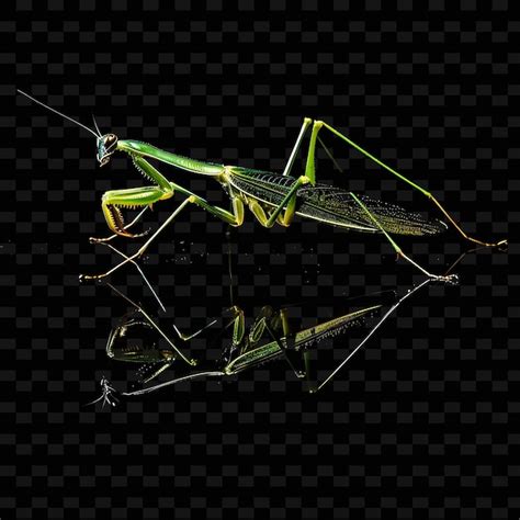 A Green Grasshopper With A Mirror Image Of A Mantis Premium Ai