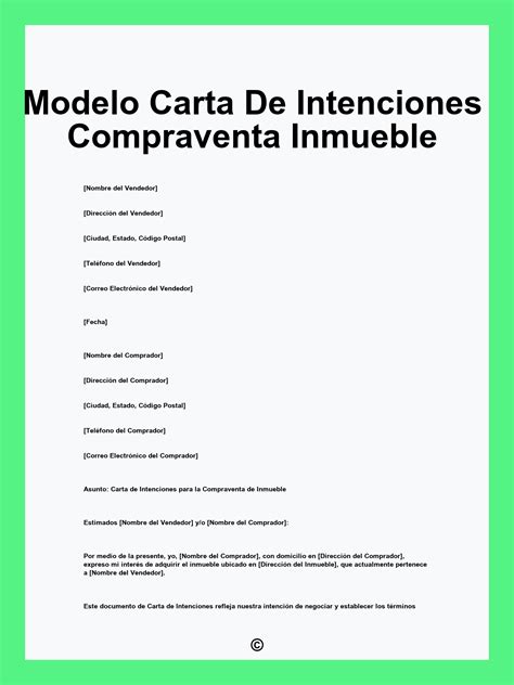Modelo Carta De Intenciones Compraventa Inmueble