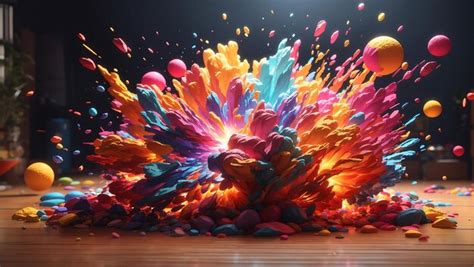 premium ai image 3d scene where vibrant color explosions create an