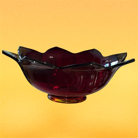 Fenton Glass Ruby Red Flared Lotus Bowl