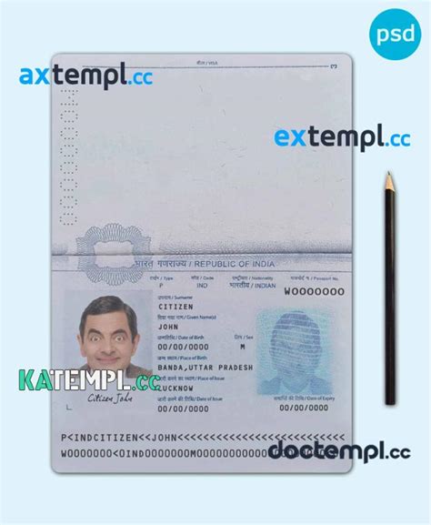 Sample India Passport Template In Psd Format Fully Editable With All