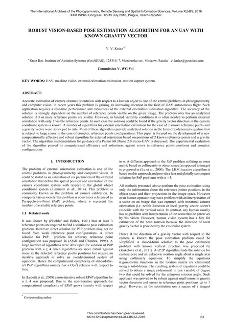 Pdf Robust Vision Based Pose Estimation Algorithm For An Uav With