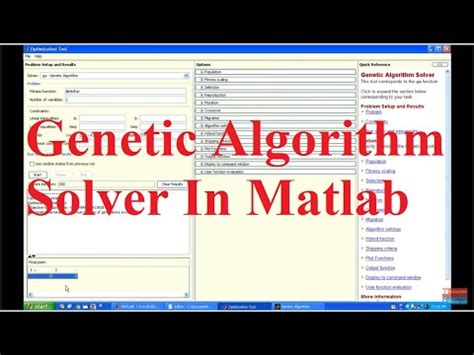 How To Use Genetic Algorithm Solver In Matlab YouTube