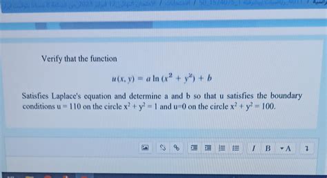 solved verify that the function u x y aln x2 y2 b