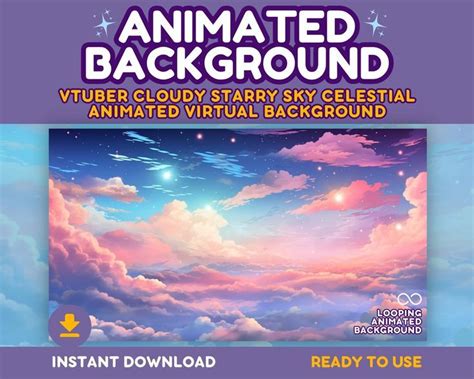 Vtuber Animated Background Kawaii Cute Pastel Gradient Starry Sky