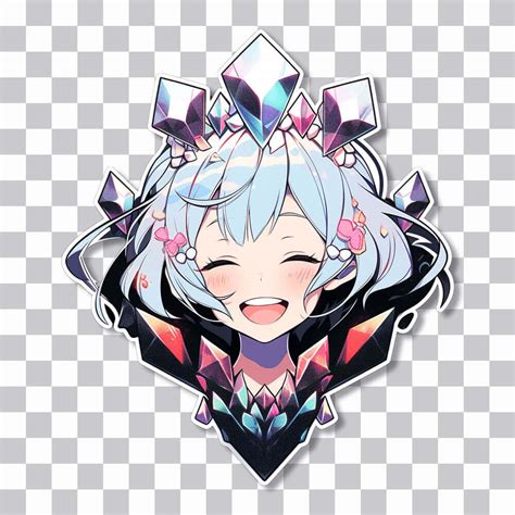 Cute Anime Girl With Gems 🌸💎 Free Aesthetic Png Sticker Wallpapers Clan