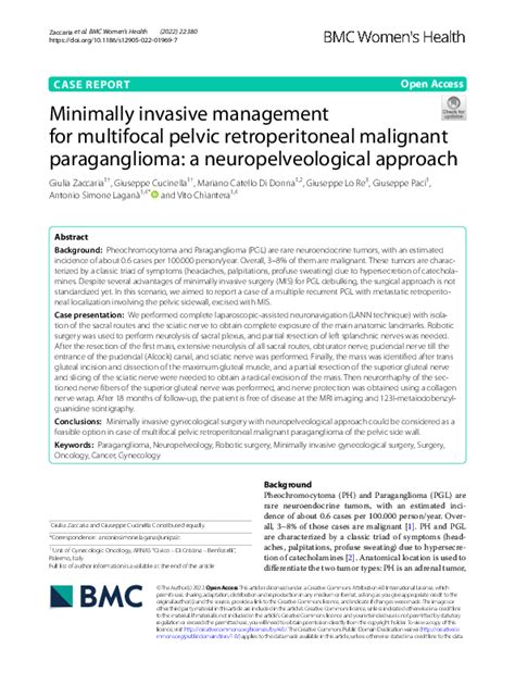 Pdf Minimally Invasive Management For Multifocal Pelvic Retroperitoneal Malignant