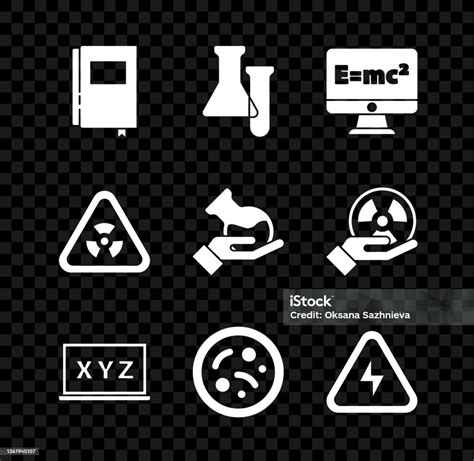 책 테스트 튜브 및 플라스크 방정식 용액 Xyz 좌표 시스템 박테리아 고전압 방사선 및 아이콘삼각형을 설정합니다 벡터 0명에
