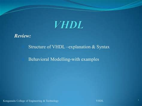 Vhdl Behavioral Programs Structure Of Vhdl Pdf