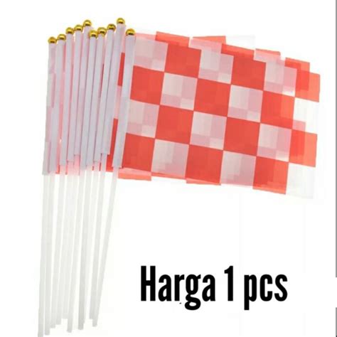 Jual Bendera Tangan Motif Bendera Balap Warna Putih Merah Shopee Indonesia