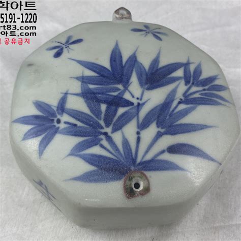 청화백자 연적 문자 대나무 나비 무늬 팔각 연적 문방사우 서예도구 동양화 용품 도자기 연적 한국전통연적 송학