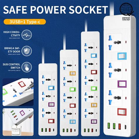 Centrix Power Socket Extension Strip Multi Function Socket With 5 Socketand4 Usb Charging Port 2