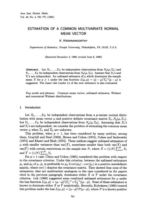 Pdf Estimation Of A Common Multivariate Normal Mean Vector