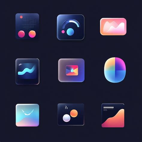 Set Of Nine Colorful App Icons For Mobile Ui Design Premium Ai Generated Image