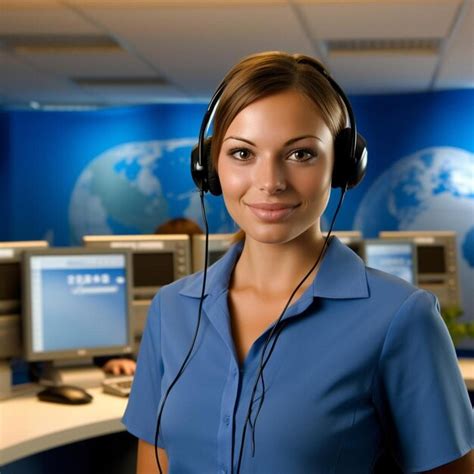 A Woman Wearing A Headset In A Call Center Premium Ai Generated Image