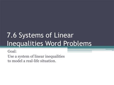 PPT Systems Of Linear Inequalities Word Problems PowerPoint Presentation ID