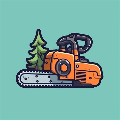Premium Ai Image Flat Color Chainsaw Logo Vector