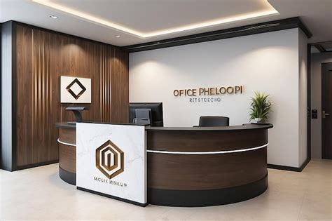 오피스 리셉션 3d 로고 모 프리미엄 Ai 생성 이미지