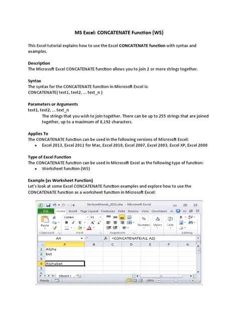 The Concatenate Function Notes Pdf Microsoft Excel String