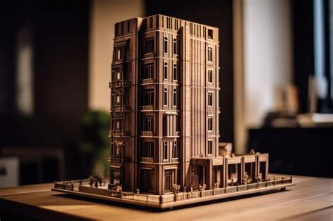 Premium AI Image Miniature Architectural Model Of A Building Displayed On A Table