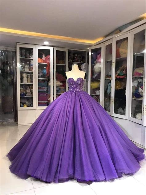Purple Dress Ball Gown Prom Dress Strapless Ball Gown Cg16685 Classygown