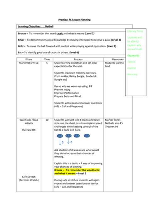 6 Lesson Plans For Netball High 5 Yr 5 6 Or 7 Teaching Resources