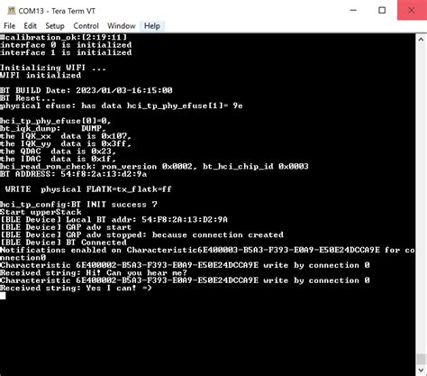 Example 5b Bluetooth Uart Client Sparkfun Thing Plus Nora W306