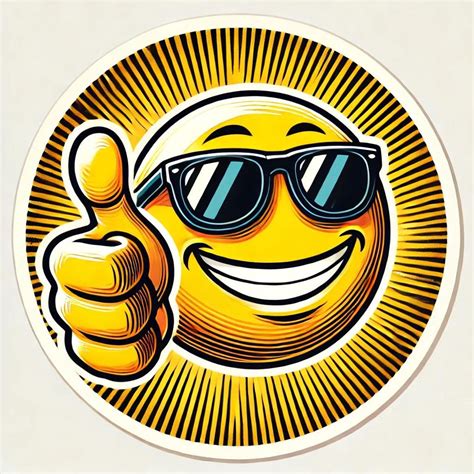 Smiley Face Sticker Thumbs Up Sticker Happy Emoji Sticker Positive
