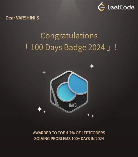 Varshini Sivakumar On Linkedin Leetcode 100dayschallenge Milestoneachieved Problemsolving