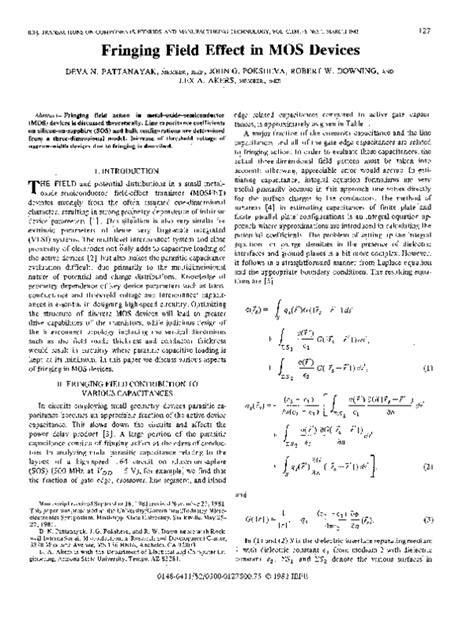 Pdf Fringing Field Effect In Mos Devices