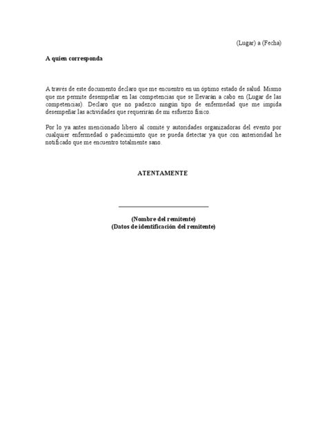 Formato De Carta Responsiva Deportiva Pdf