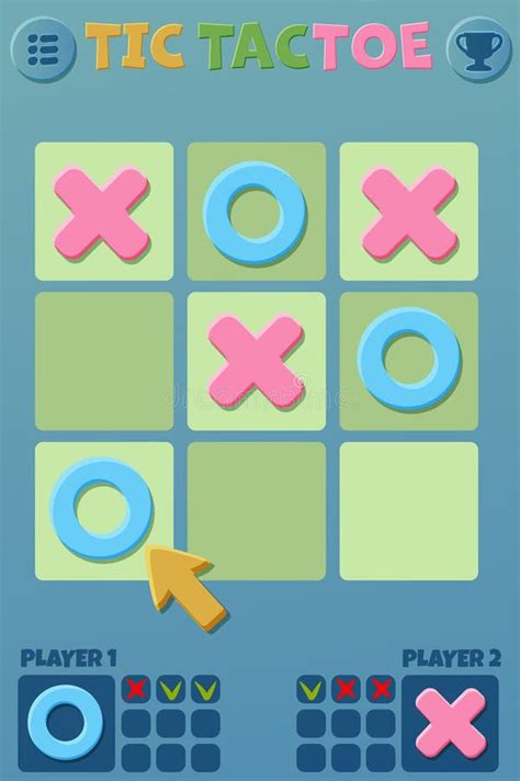 Tic Tac Toe Ui With Arow Cursor Board Logic Game For Your Game