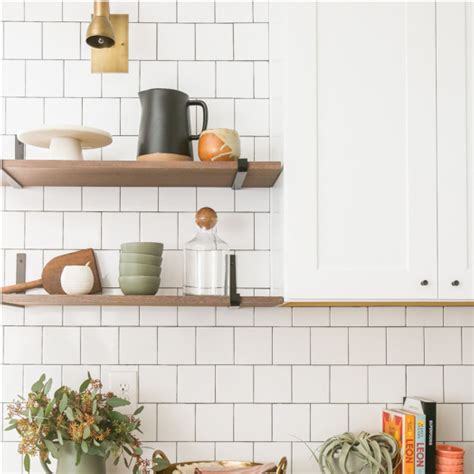 Beveled Subway Tile Small Kitchen Design