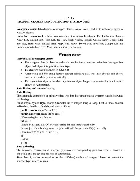 Solution Unit4 Wrapper Classe Collection Framework Studypool
