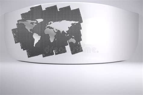 abstract screen in room showing world map stock illustration